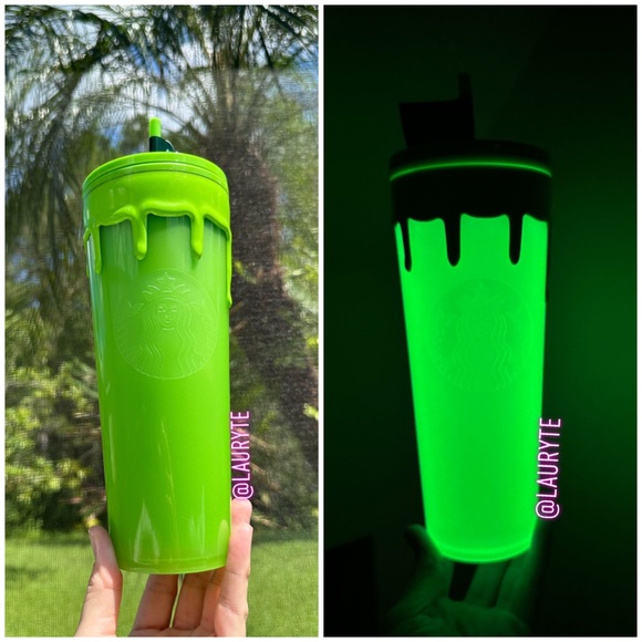 Starbucks | Other | Starbucks 223 Halloween Neon Green Slime Drip Glow ...